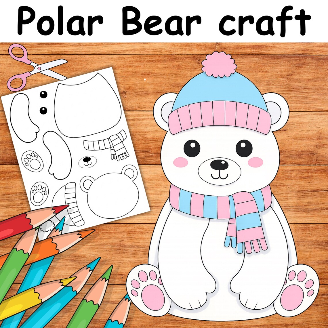 Polar Bear Craft for Kids - Cut and Glue Winter Activity - Printable ...