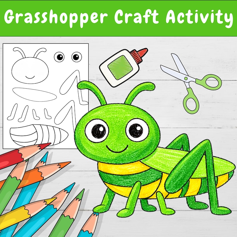 Build a Grasshopper Craft | Printable Insect Activity for Kids | Cut ...