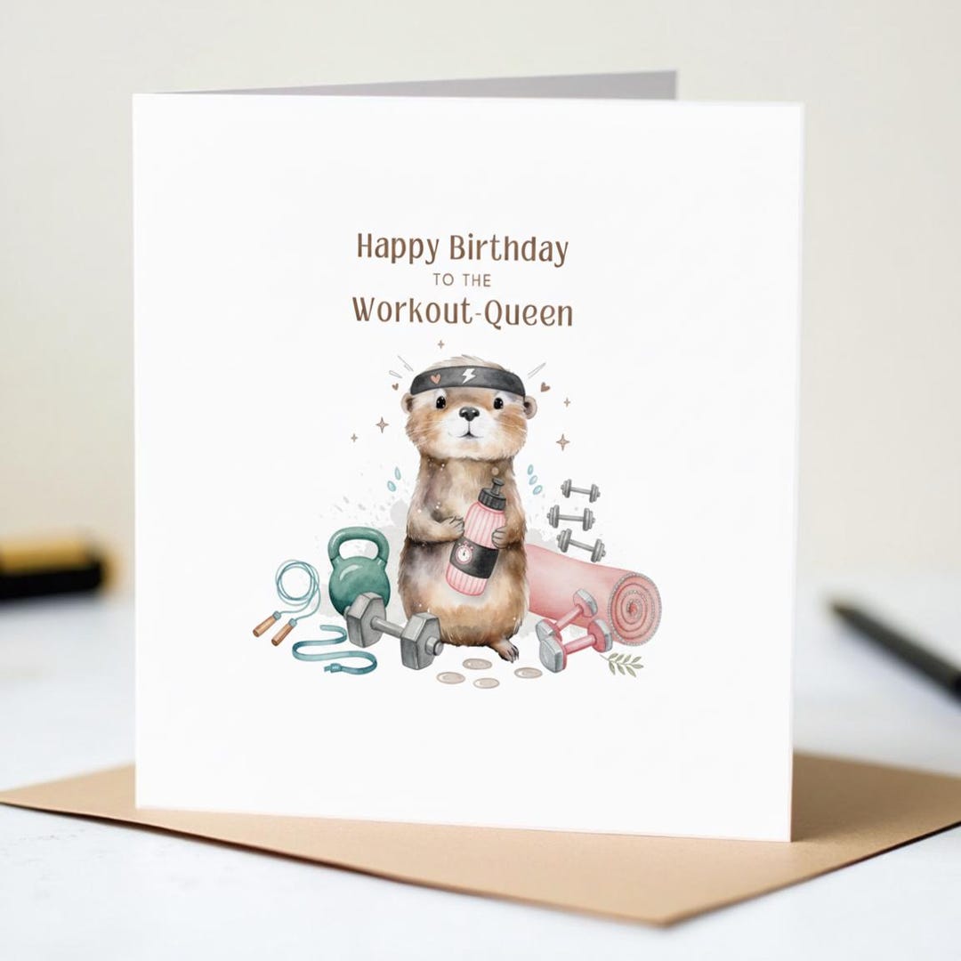 Fitness Lover Birthday Card for Girls, Training Gym Workout Card ...