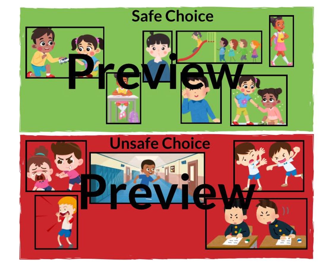 Safe and Unsafe Choices, Visuals, Choice Board - Etsy