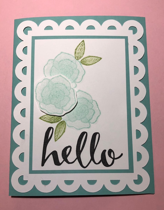 Hello Cards Set of 4 Stampin' Up Forever Lovely Coastal | Etsy