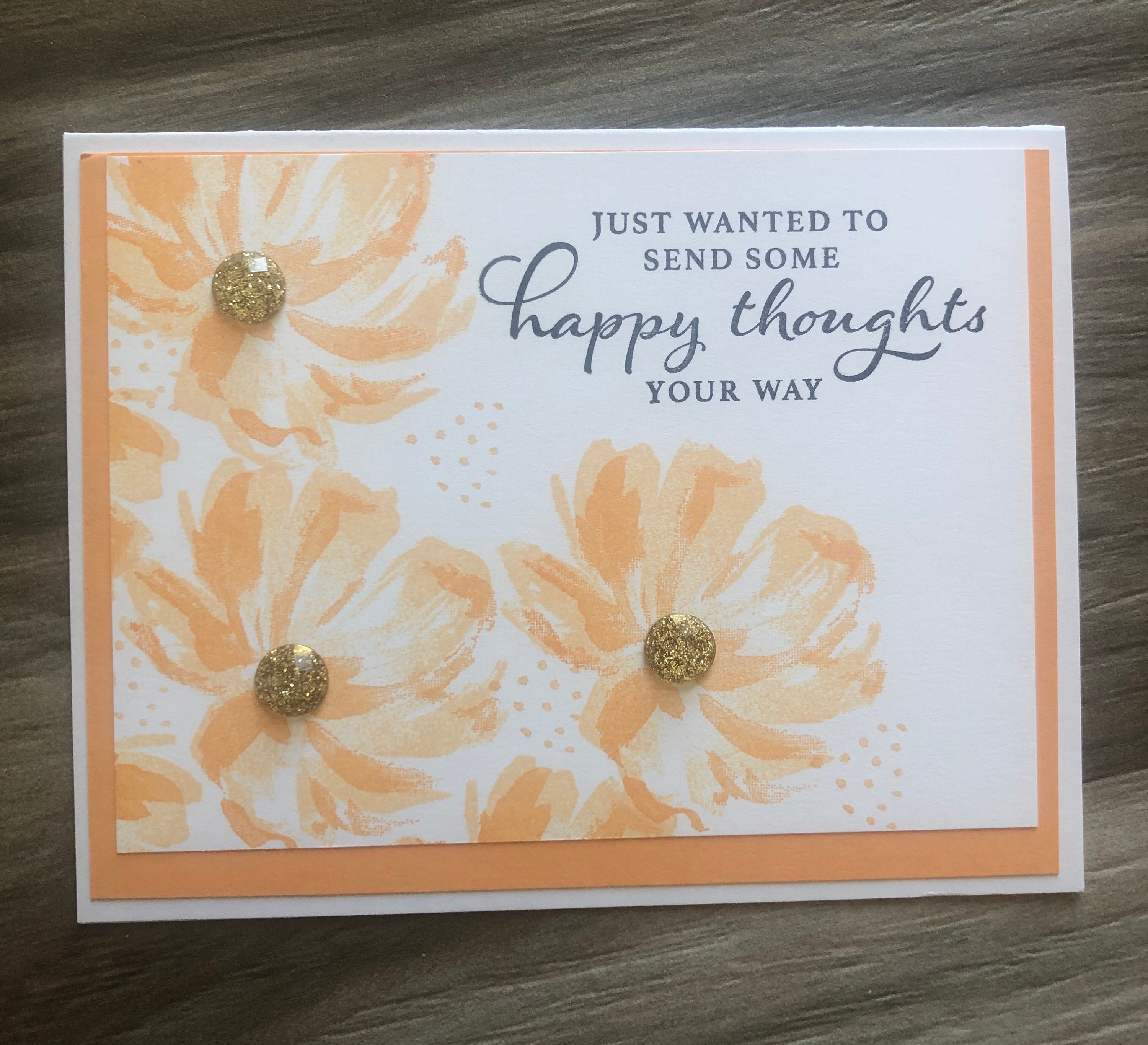 Happy Thoughts Cards, Set of 4, Stampin' Up! Peekaboo Peach, Art ...