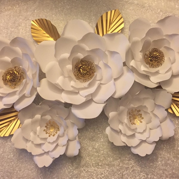 Gold Paper Flowers - Etsy