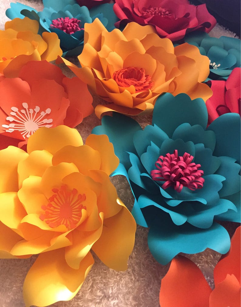Paper Flower Set of 12 Backdrop Colorful Giant Flowers - Etsy