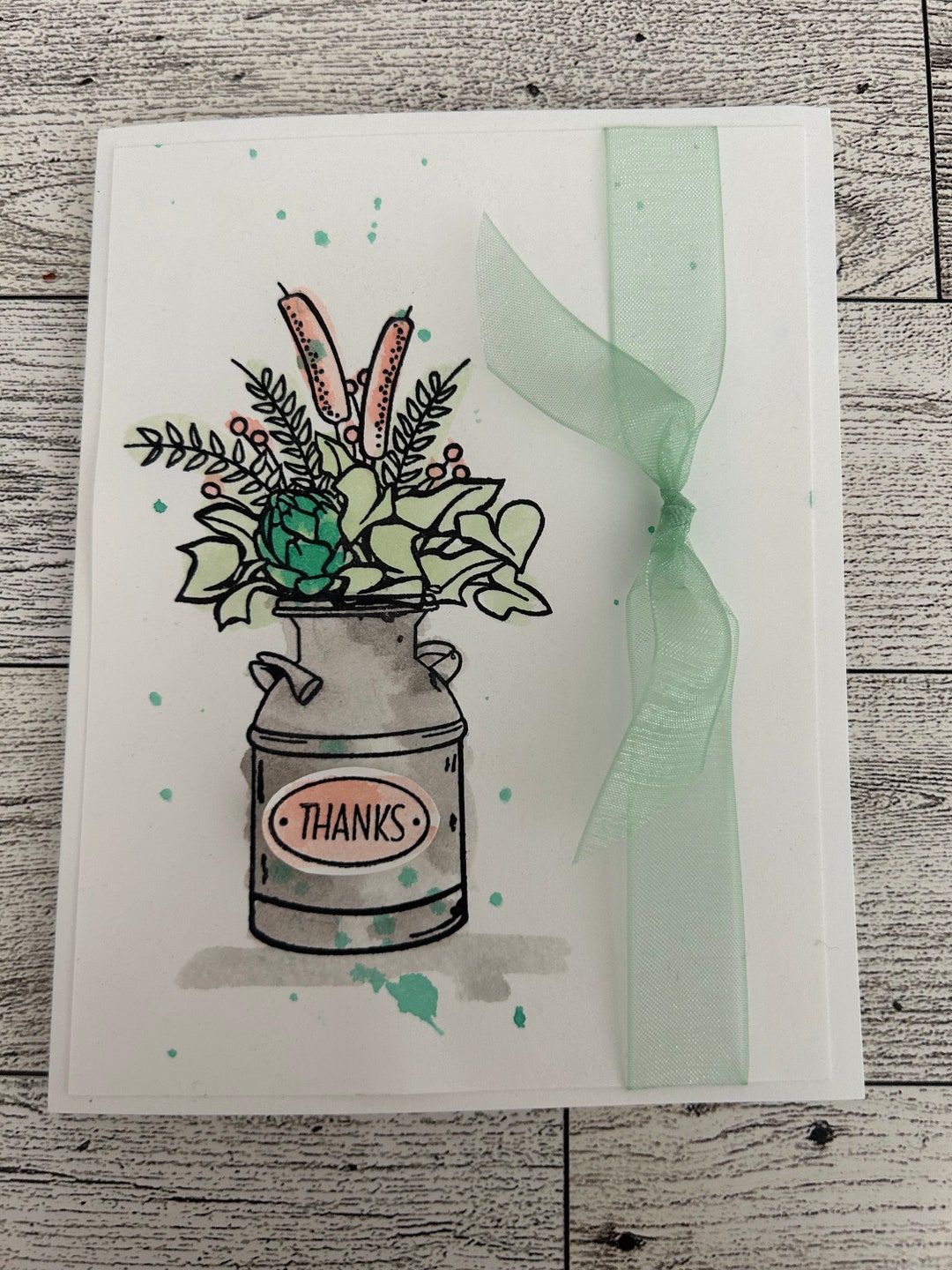 Thanks Cards Set of 4 Watercolor Flowers Hand Colored Cards Floral Base ...