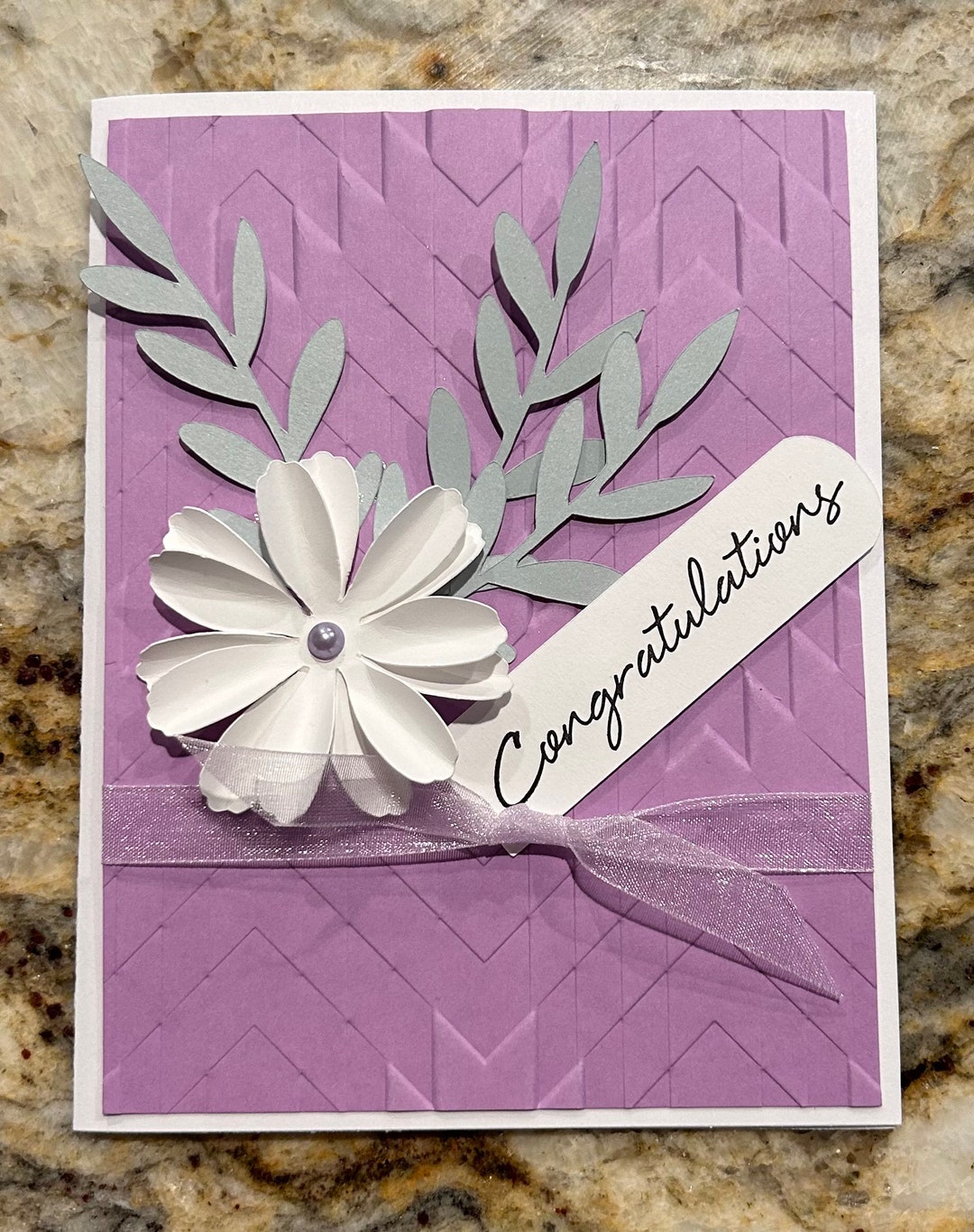 Congratulations Cards, Set of 4, Embossed, 3D Flowers, Purple, Wedding ...