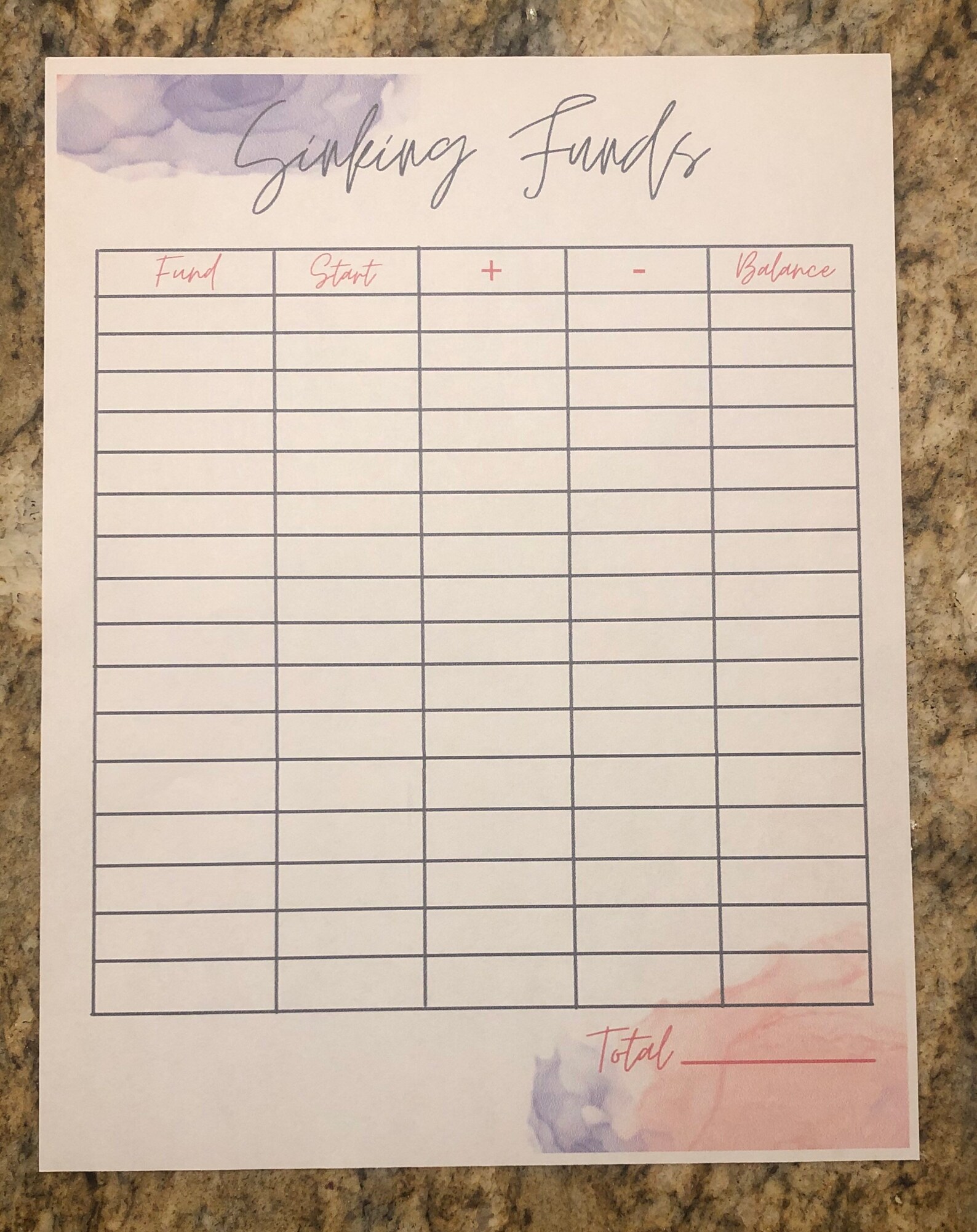 PDF Printable Sinking Funds Sheet Instant Download Sinking - Etsy