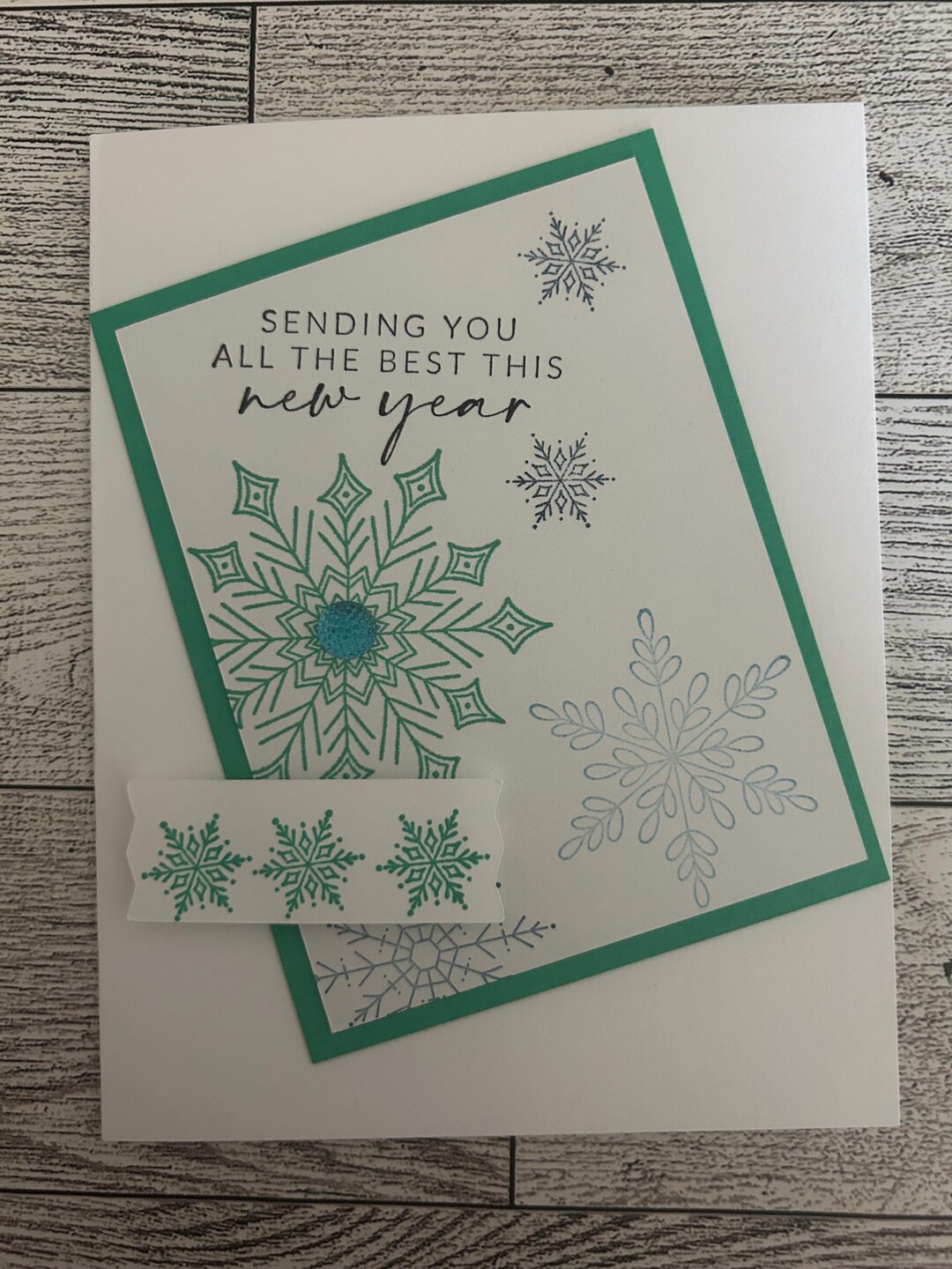 Christmas Card Set of 4 Stampin up Let It Snow Shy Shamrock Snowflakes ...