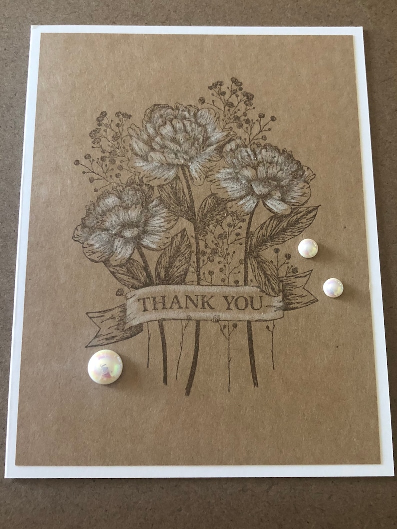 Thank You Cards, Set of 4, Stampin' Up! Bouquet of Thanks, Kraft - Etsy