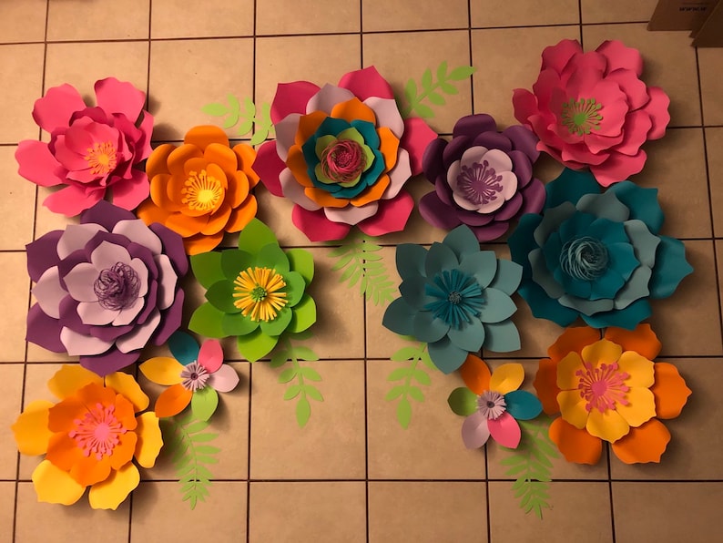 Paper Flower Set of 15 Colorful Trolls Coco or Fiesta Party - Etsy