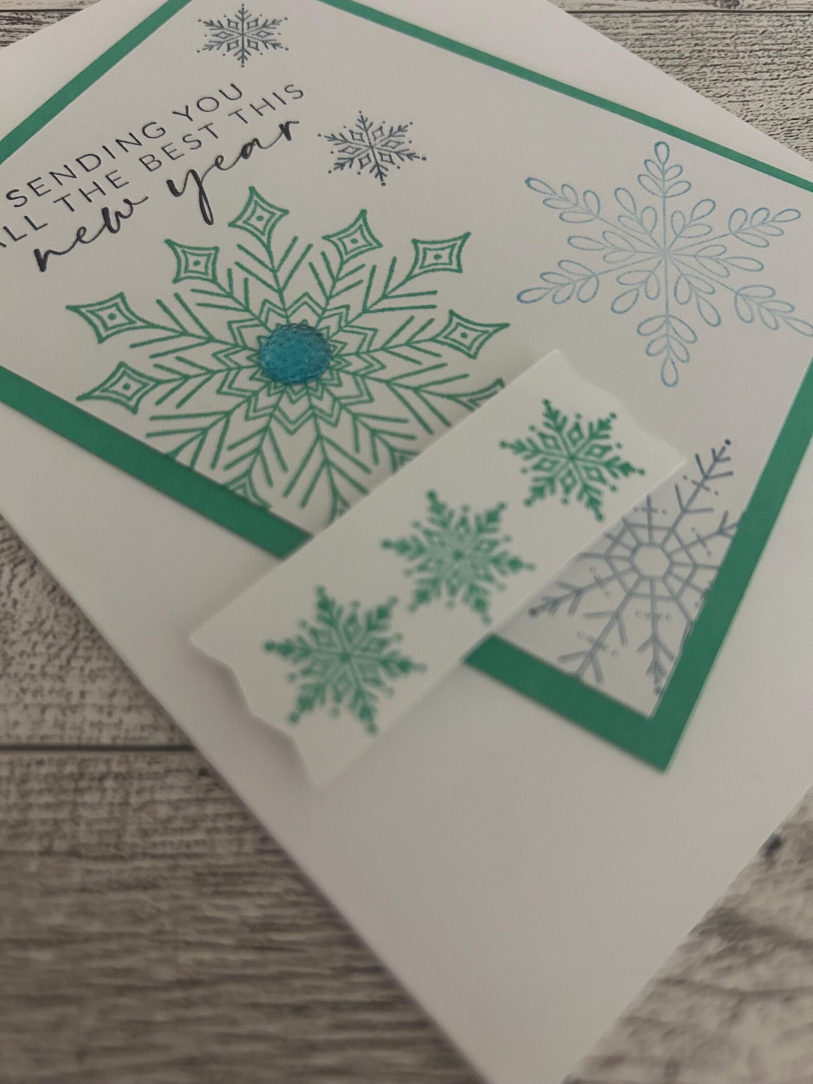 Christmas Card Set of 4 Stampin up Let It Snow Shy Shamrock Snowflakes ...