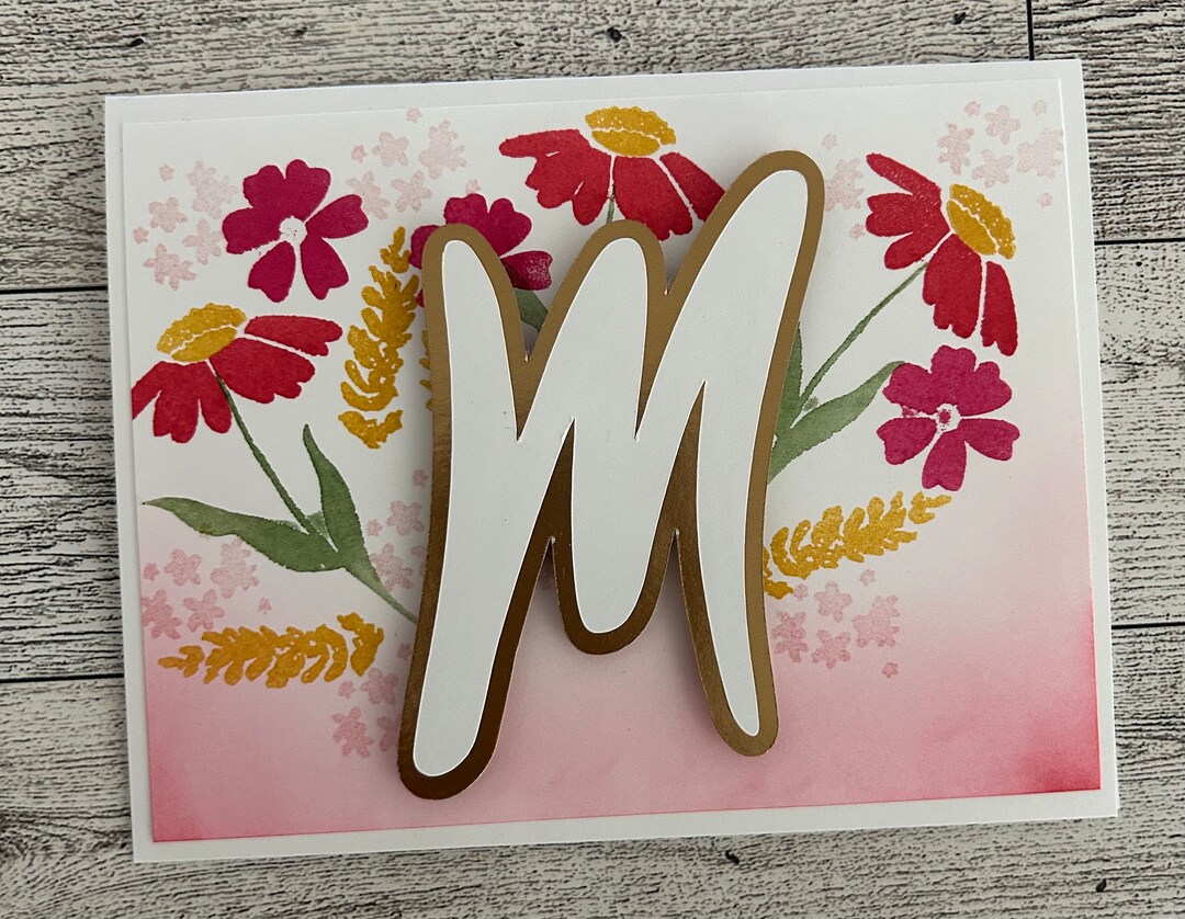 Custom Letter Cards Set of 4 Stampin' Up! Sending Smiles Gold Letter ...