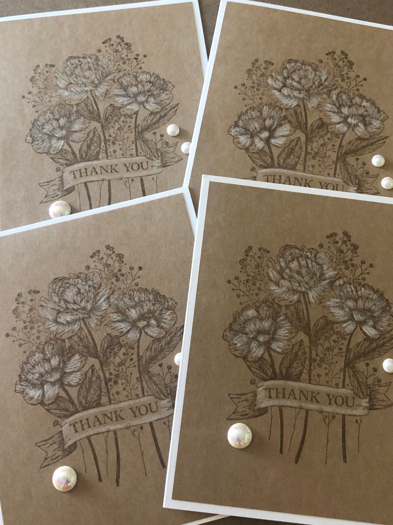 Thank You Cards, Set of 4, Stampin' Up! Bouquet of Thanks, Kraft - Etsy