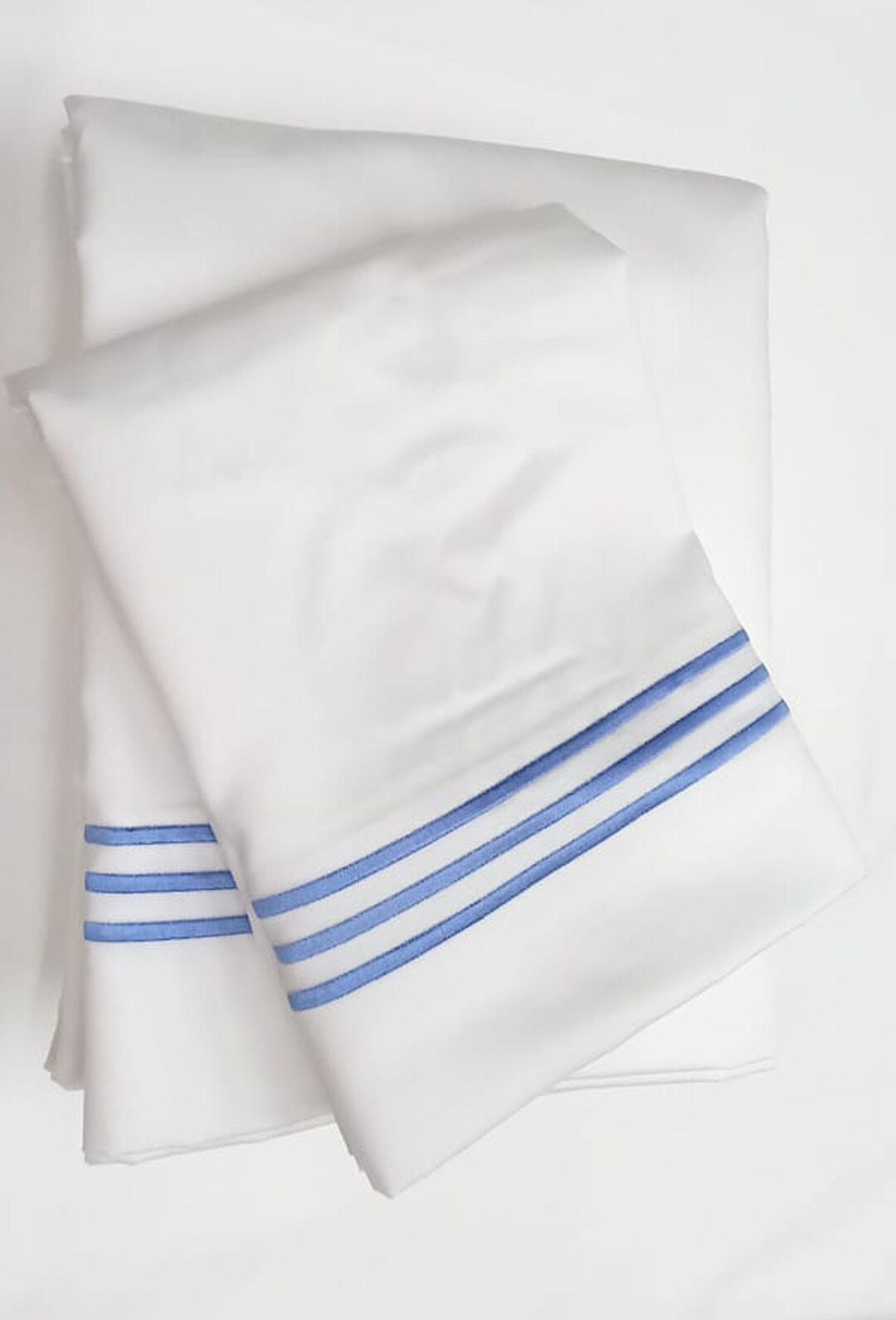 Triple Embroidery Sheet Set 400 Thread Count White 100% Cotton Sateen ...