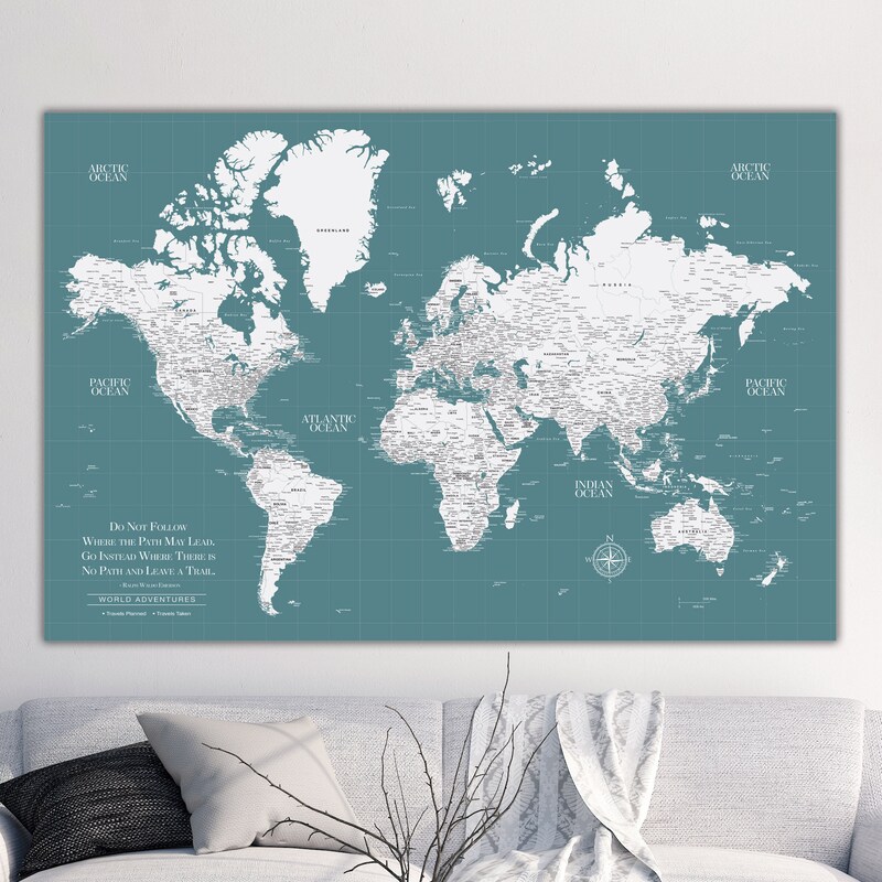 Custom Map Art Teal - Etsy