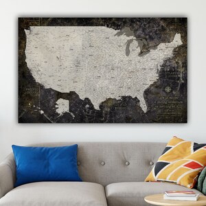 USA Push Pin Map Industrial Detailed, Customized Travel Map, United ...