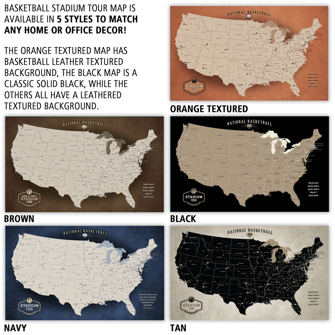 Basketball Stadium Map, Executive Stadium Tour Push Pin Bucket List Map ...