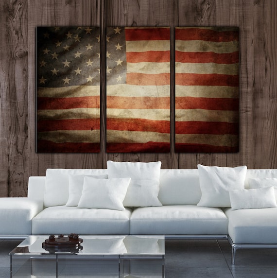 American Flag On Display Wall American Flag Blowing In The Wind, USA