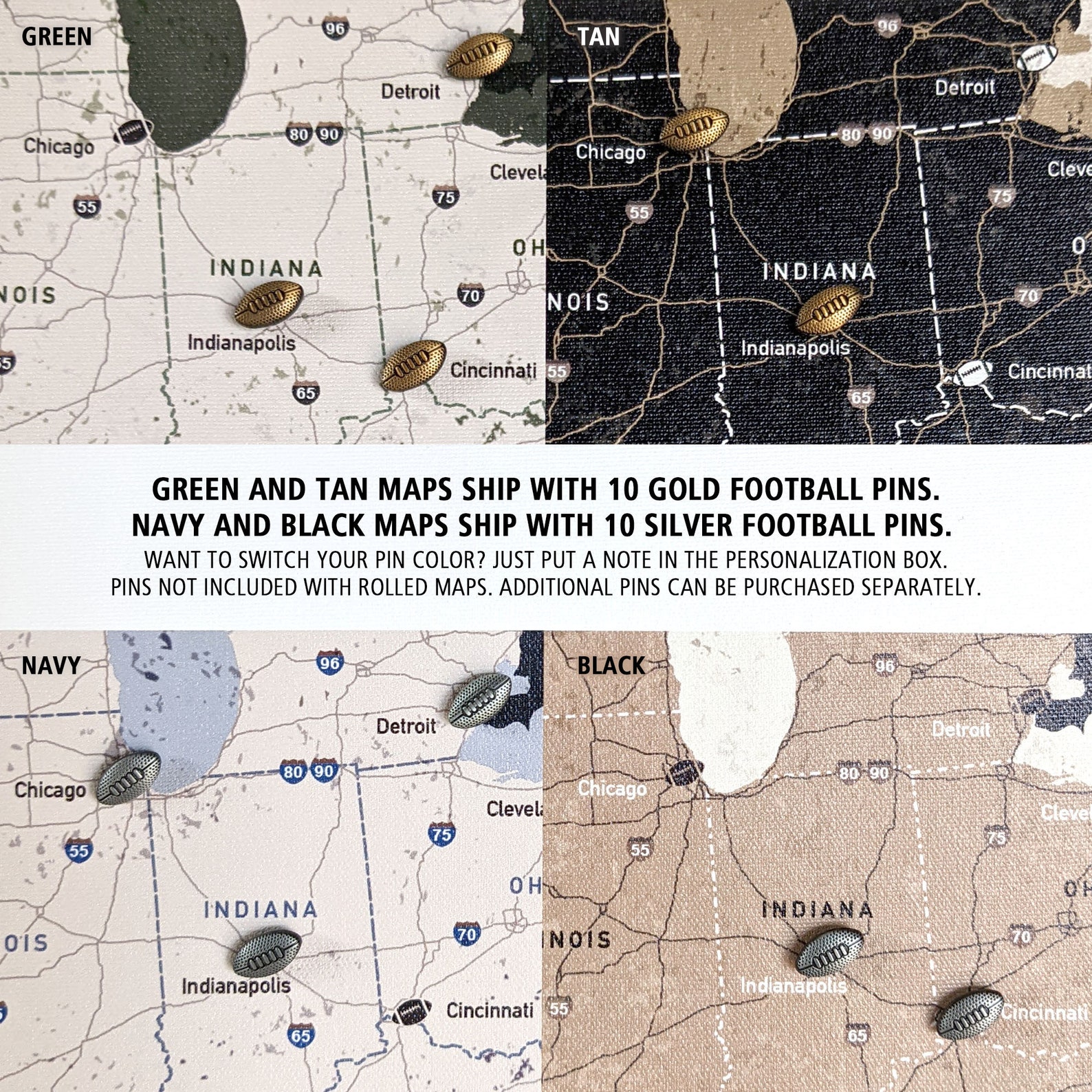 Vintage Football Stadium Tour Map Push Pin Map for Stadium - Etsy