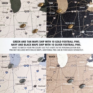 Vintage Football Stadium Tour Map, Push Pin Map for Stadium Bucket List ...