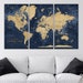 Gold & Navy Textured World Push Pin Map on Premium Canvas With - Etsy