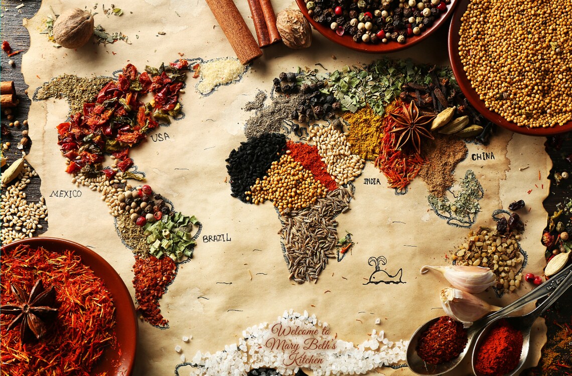 World Spice Map World Map Canvas Art Custom Map World Map | Etsy