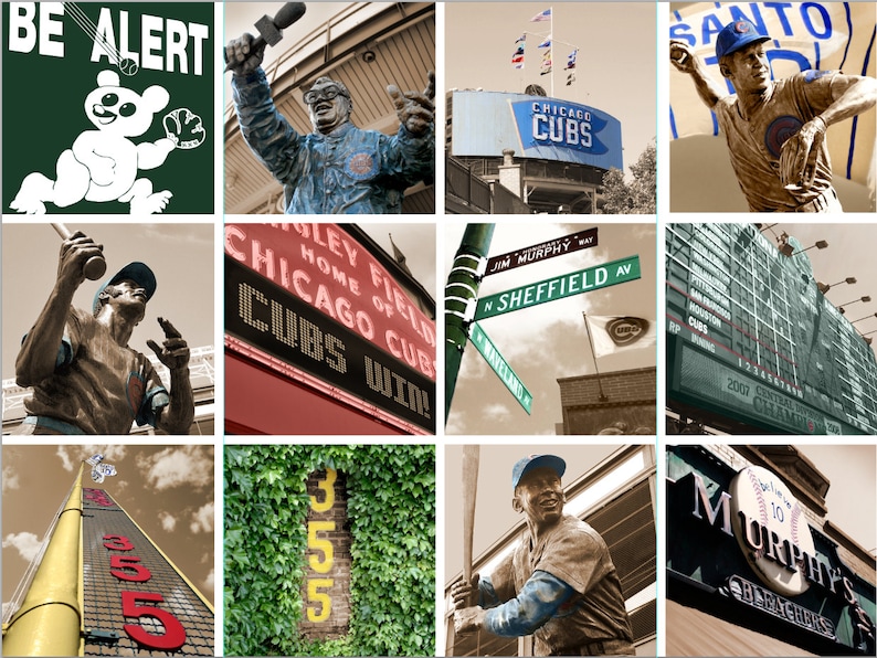 Holy Cow Cubs Art : 8 Pc. 14x14"" Wrigley Canvas Set - Chicago Cubs Art ...