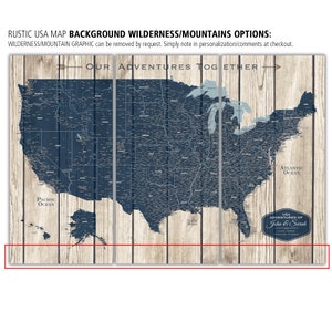 Huge Rustic United States Push Pin Map Personalized Canvas, Large Wall ...