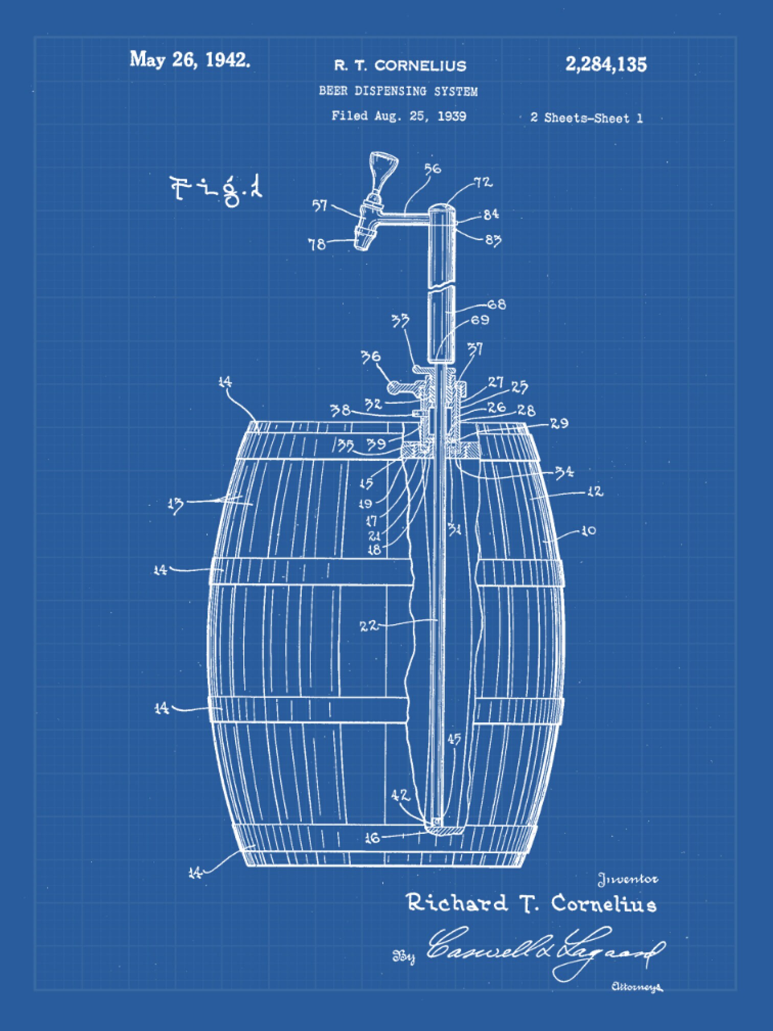 Beer Patent Art Canvas Gallery Wrapped & Ready to Hang. Large Wall Art ...