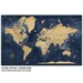 Gold & Navy Textured World Push Pin Map on Premium Canvas With - Etsy