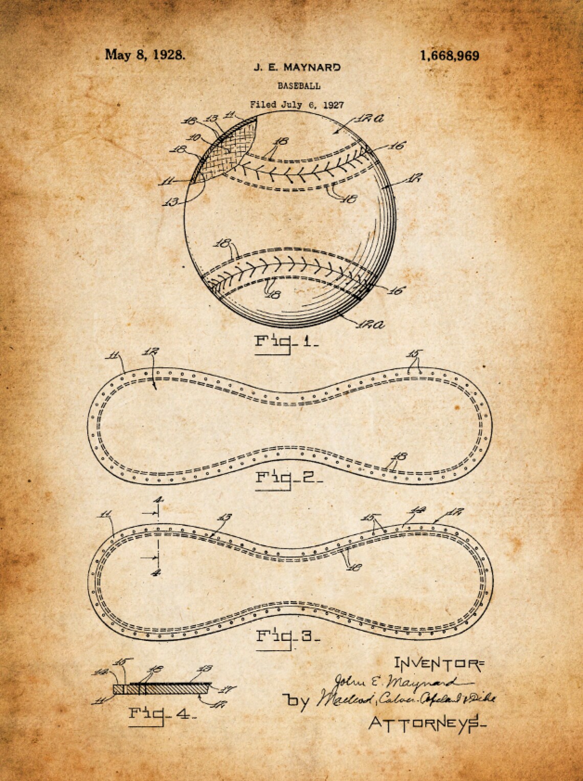 Baseball Patent Print on Canvas. Framed & Ready to Hang. Great - Etsy