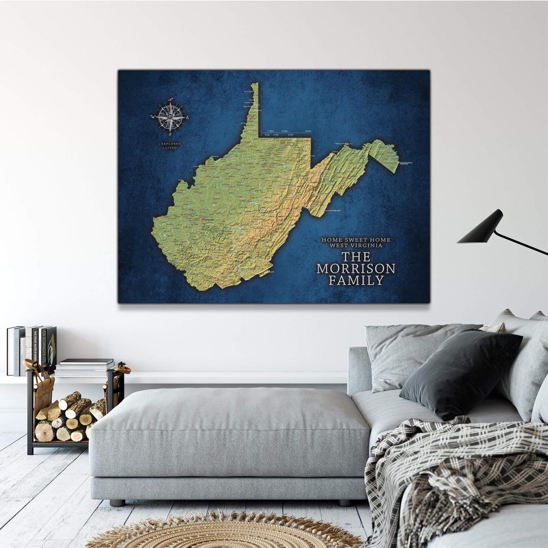 West Virginia Push Pin Map, Personalized West Virginia State Map for ...