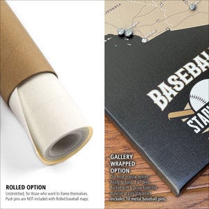 Baseball Stadium Map, Classic Ballpark Tour Push Pin Bucket List Map ...