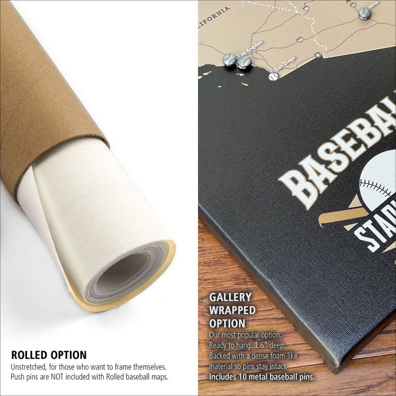 Vintage Baseball Stadium Tour Map Push Pin Map for Ballpark | Etsy