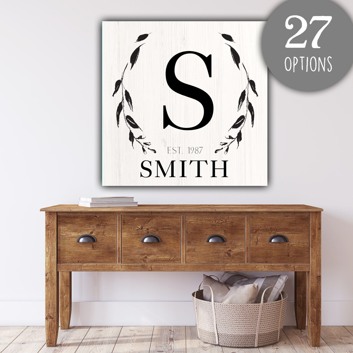 Family Initial Square Farmhouse Sign, Custom Wedding Gift, Personalized ...