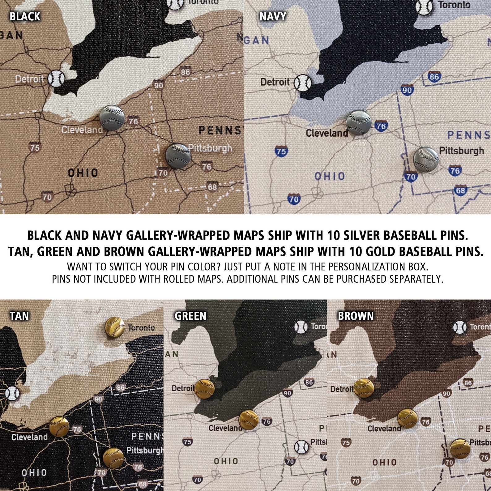 Executive Baseball Stadium Tour Map Push Pin Map for Ballpark | Etsy