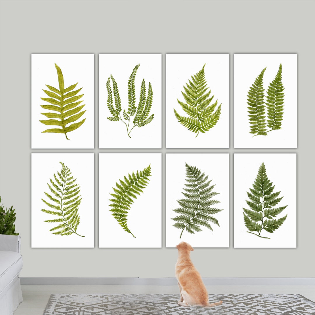 Large Botanical Fern Art on Premium Canvas, Framed Watercolor Nature ...
