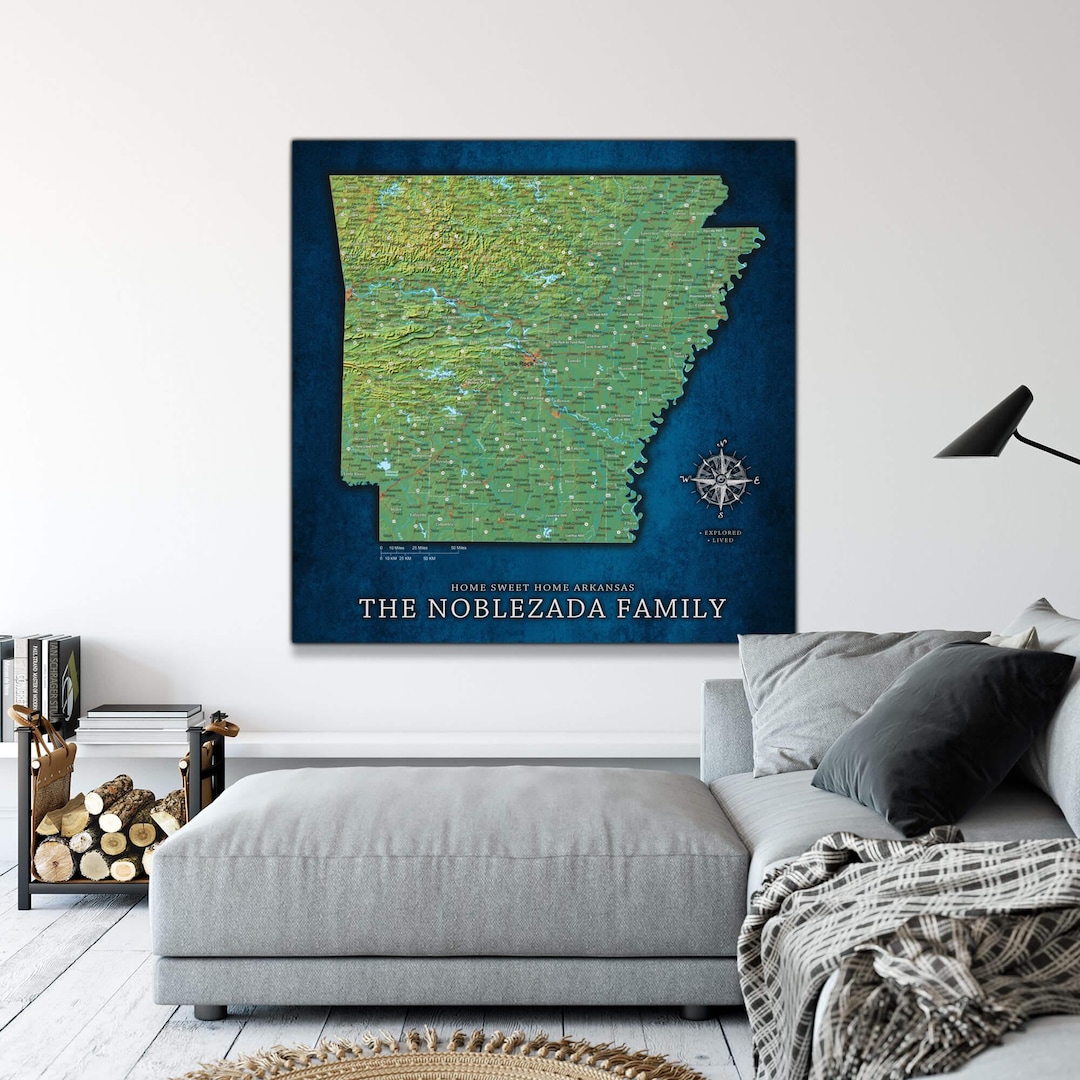 Arkansas Push Pin Map, Personalized Arkansas State Map for Office ...