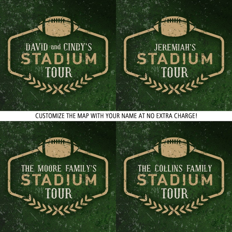 Vintage Football Stadium Tour Map, Push Pin Map for Stadium Bucket List ...