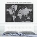 Grey Push Pin World Travel Map Canvas Art, Custom Push Pin Map, 3 Panel ...