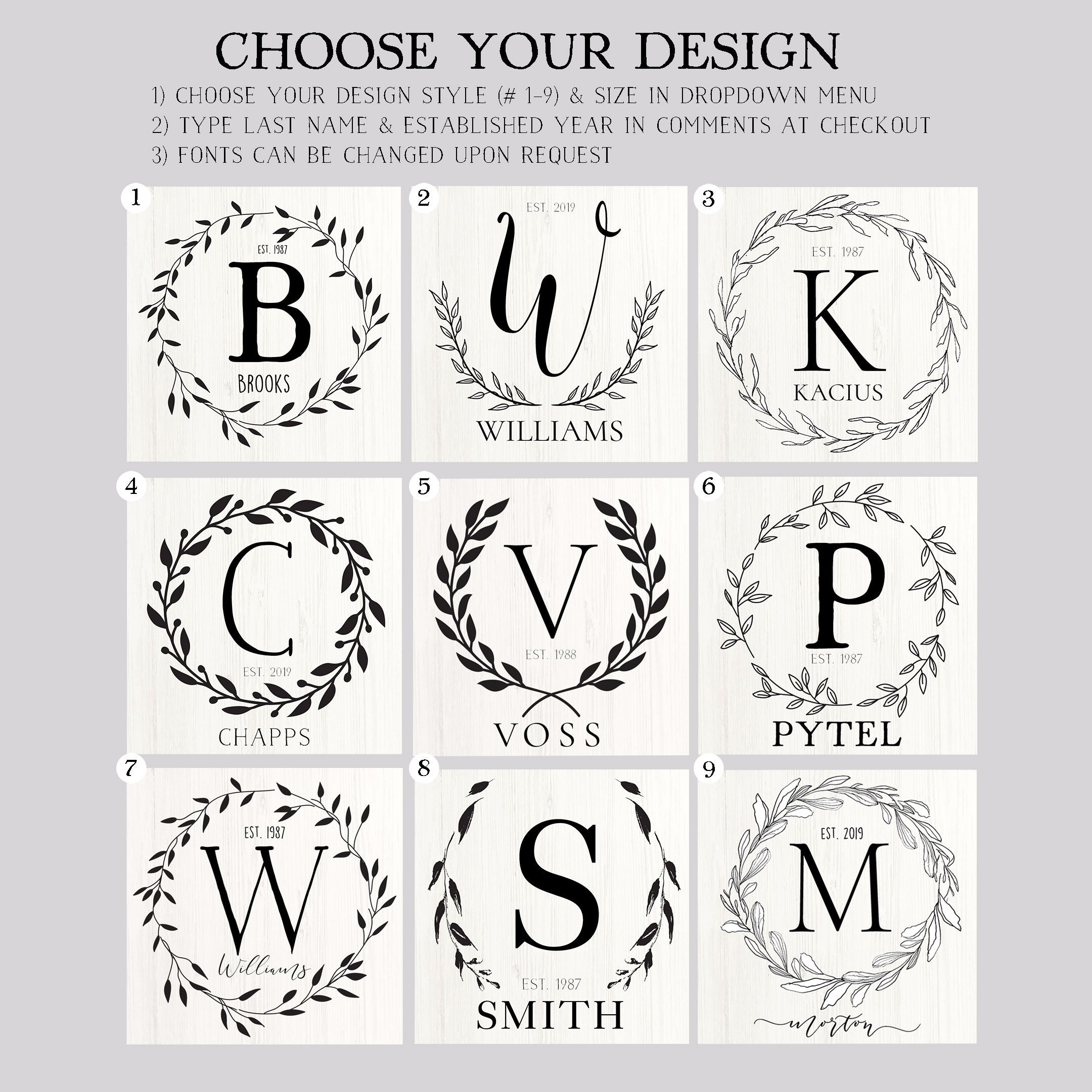 Family Initial Square Farmhouse Sign Custom Wedding Gift | Etsy