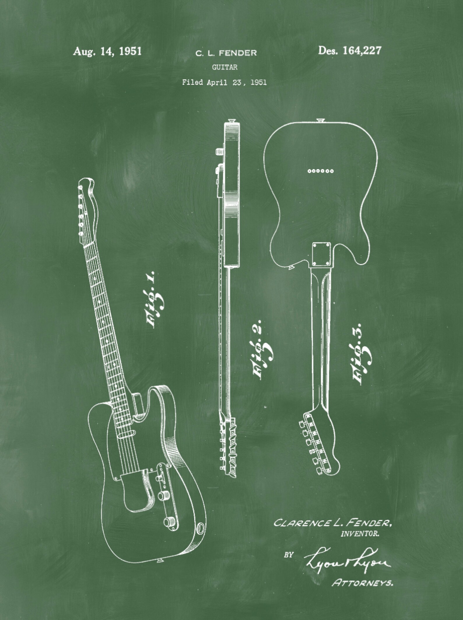 Fender Guitar Patent Art on Canvas. Stretched, Gallery Wrapped & Ready ...
