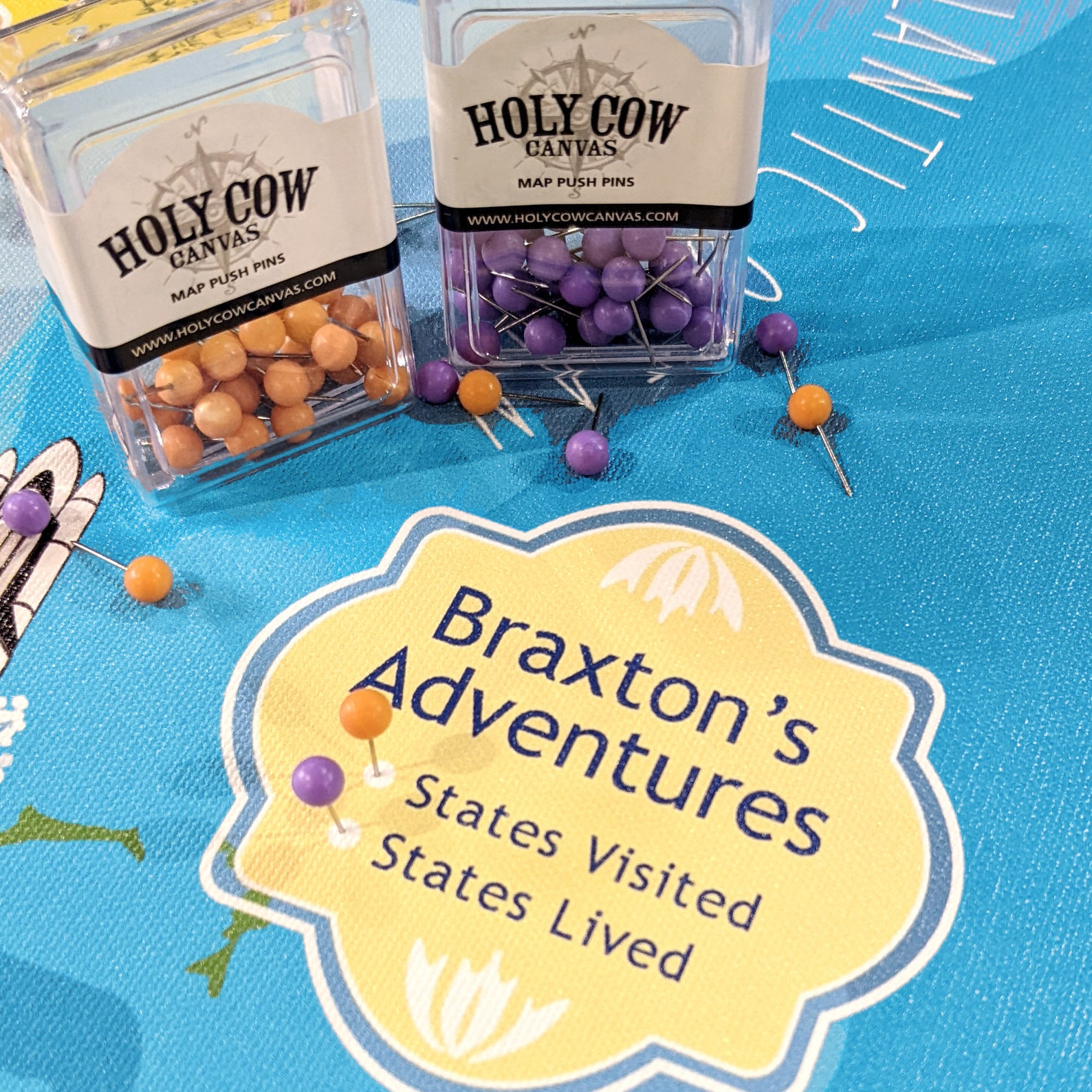 Kids USA Map Colorful Push Pin Personalized Canvas - Etsy
