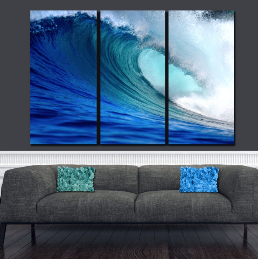 Home & Living Wall Décor Ocean Blue Poster Trendy Room Canvas Surfer ...