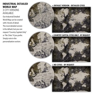 Personalized Industrial World Map With Push Pins, Custom Canvas Pin ...