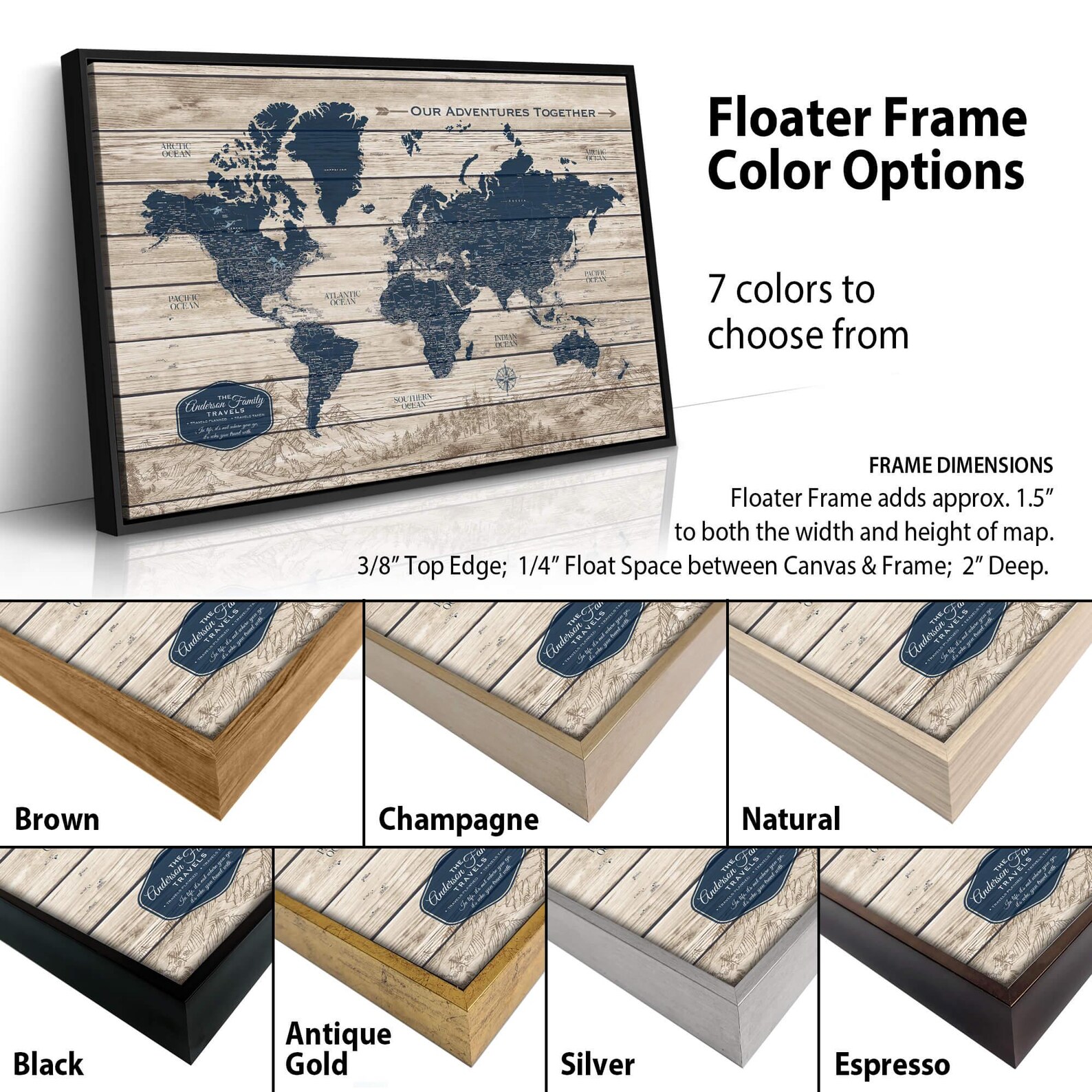 Personalized Rustic World Map on Wood Grain Background, Custom Canvas ...