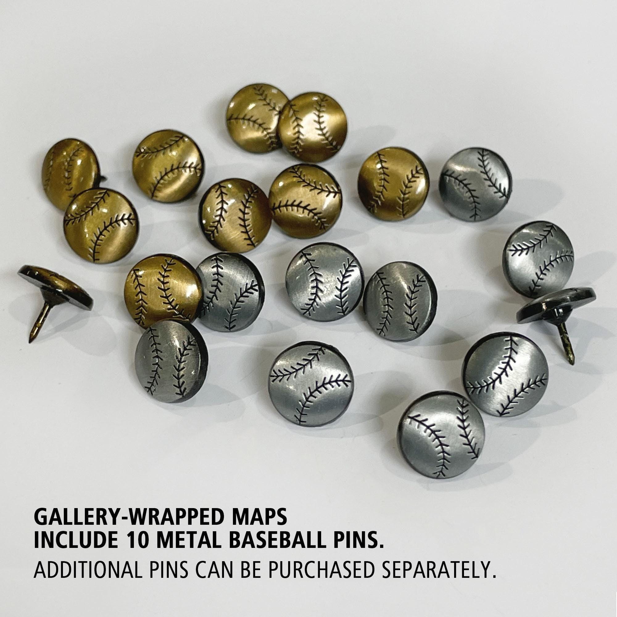 Baseball Stadium Map, Classic Ballpark Tour Push Pin Bucket List Map ...