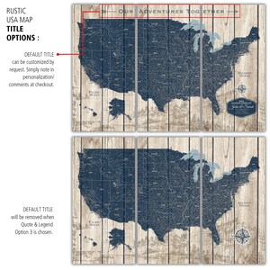 Huge Rustic United States Push Pin Map Personalized Canvas, Large Wall ...