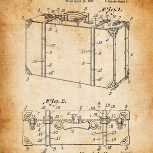 Travel Suitcase Patent Art on Canvas. Gallery Wrapped & Ready to Hang ...
