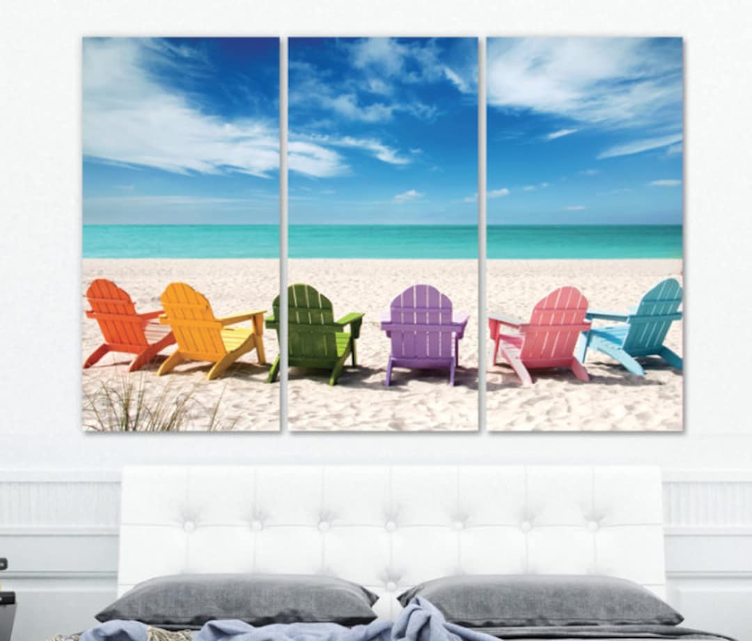Large Beach Wall Art on Canvas - Beach Mural, Ocean, Beach Canvas ...